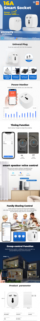 Smart Life WiFi Plug 16A with Power Metering